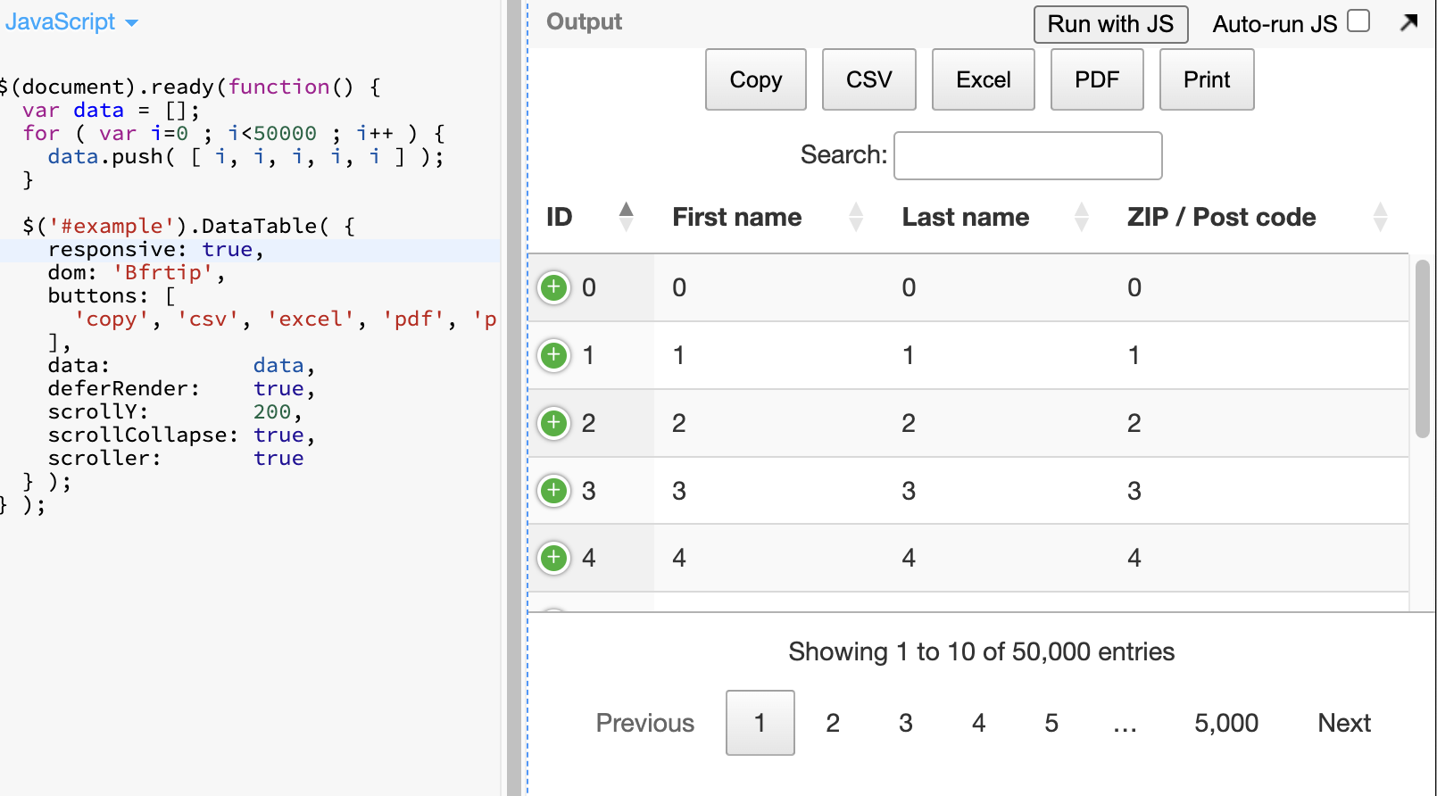 How To Add Large Data Set Example As Responsive DataTables Forums