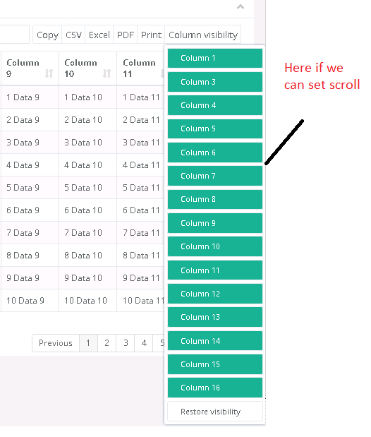 Col visible List Of Columns On Popup With Scroll DataTables Forums